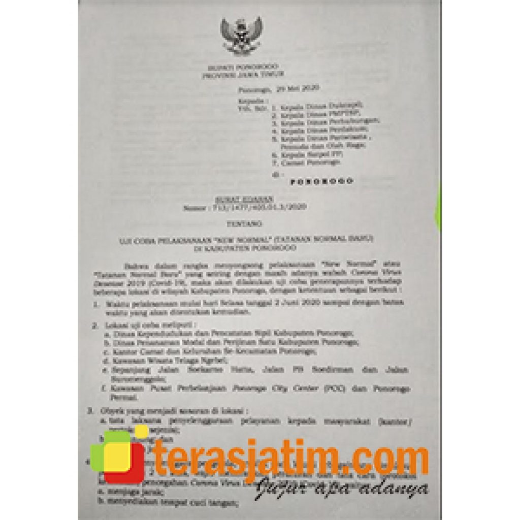 Pemkab Ponorogo Lakukan Uji Coba Pelaksanaan New Normal | Teras Jatim Pemkab Ponorogo Lakukan Uji Coba Pelaksanaan New Normal | Teras Jatim